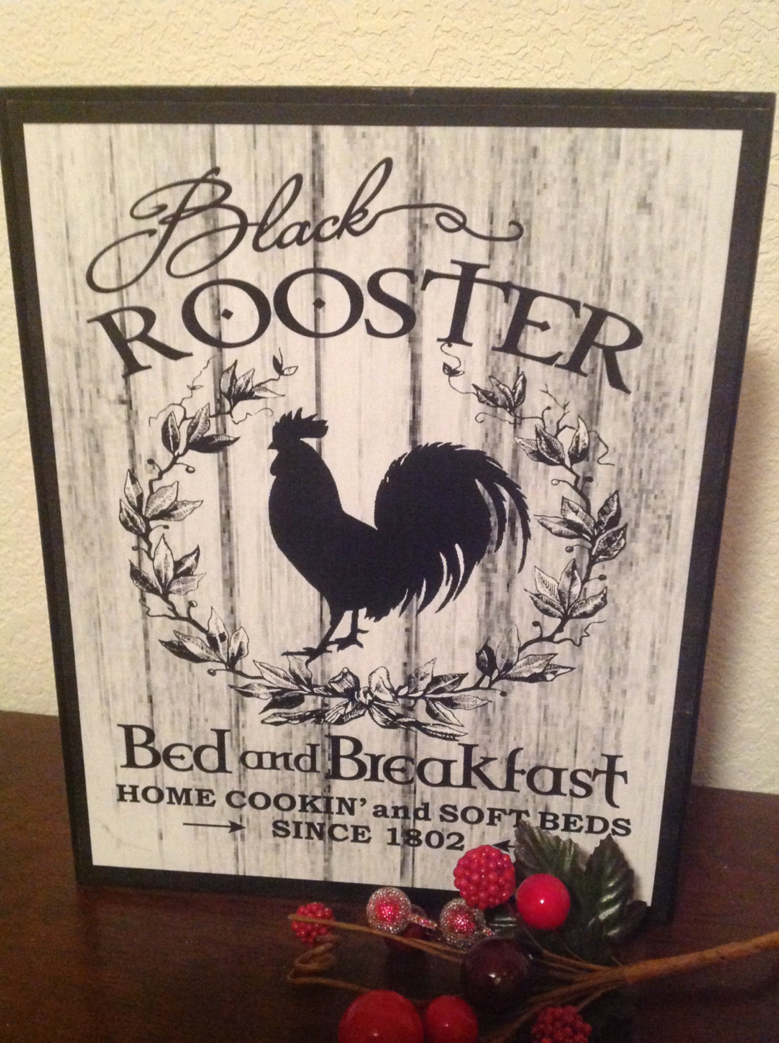 Rooster Sign Farmhouse Kitchen Sign Bed and Breakfast Faux | Etsy