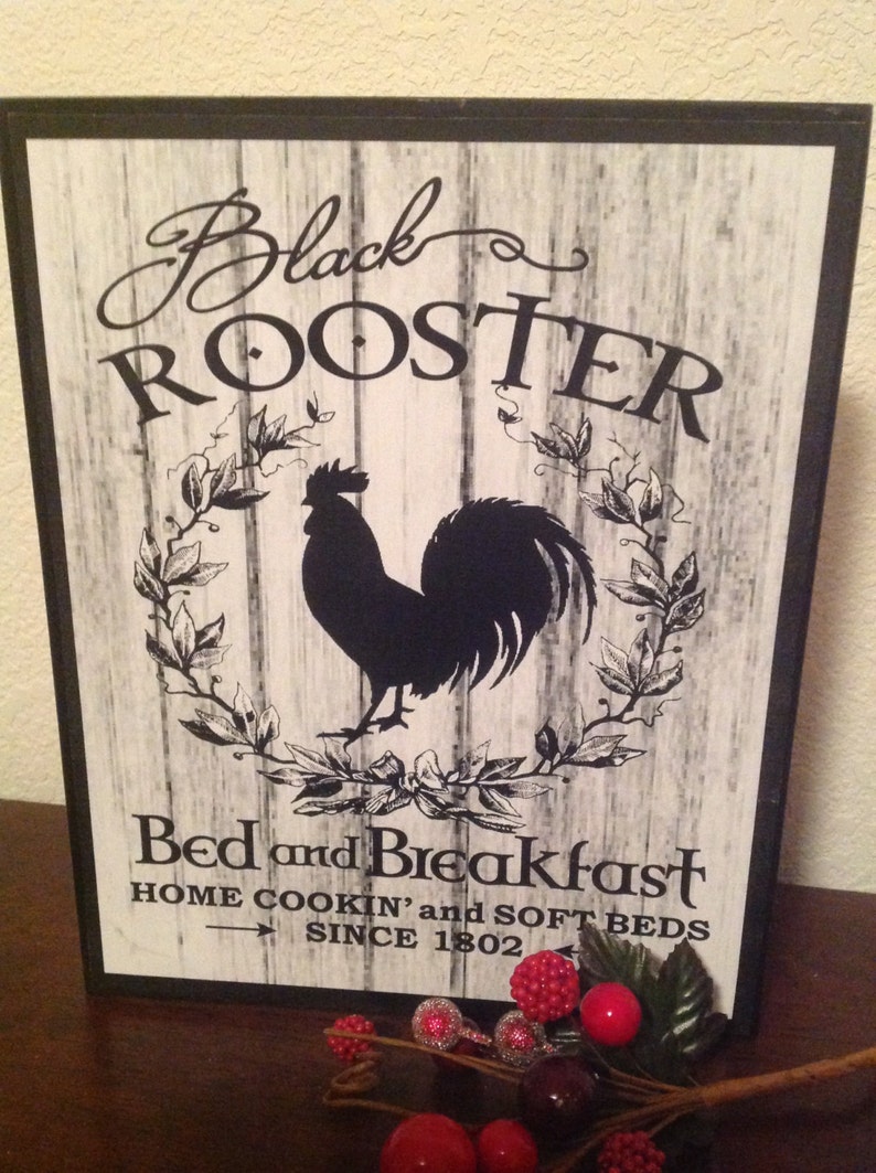 Rooster Sign Farmhouse Kitchen Sign Bed and Breakfast Faux | Etsy