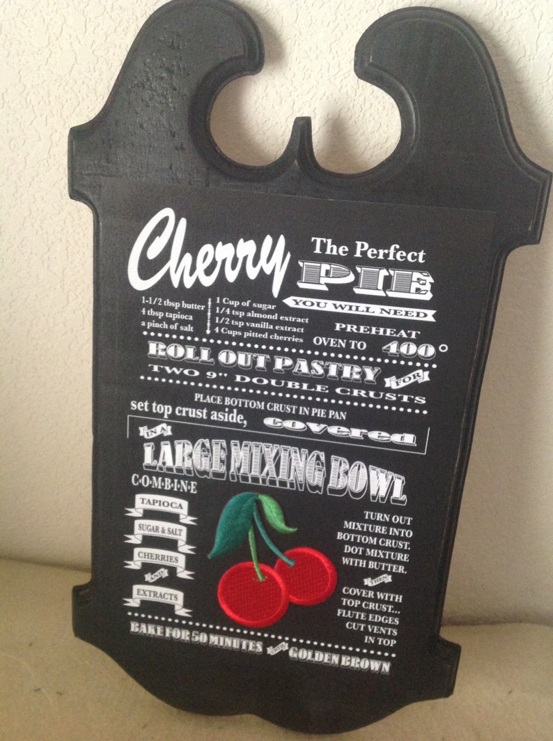 Cherry Pie Recipe Sign Tavern Wood Sign Kitchen Signs | Etsy