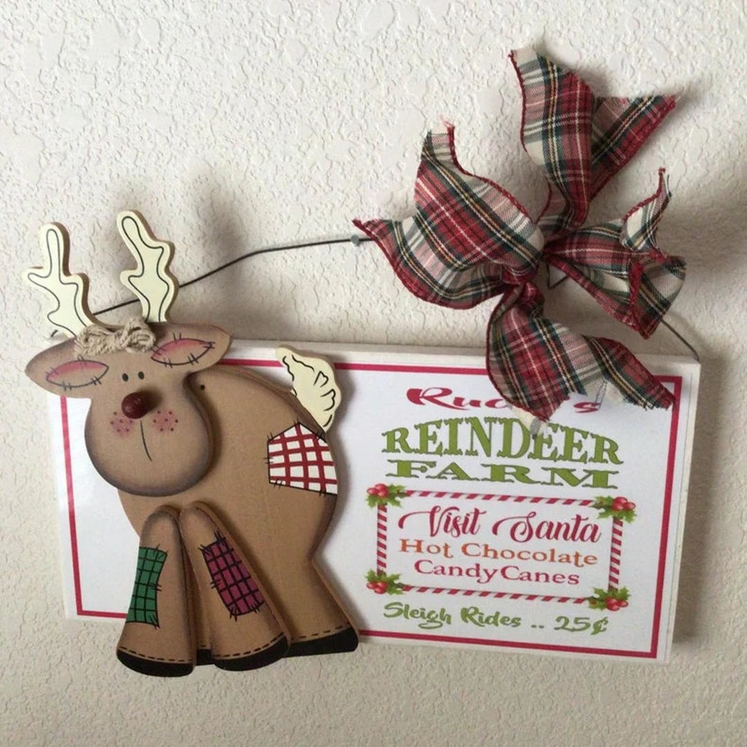 Wood Reindeer Sign Christmas Reindeer Sign - Etsy
