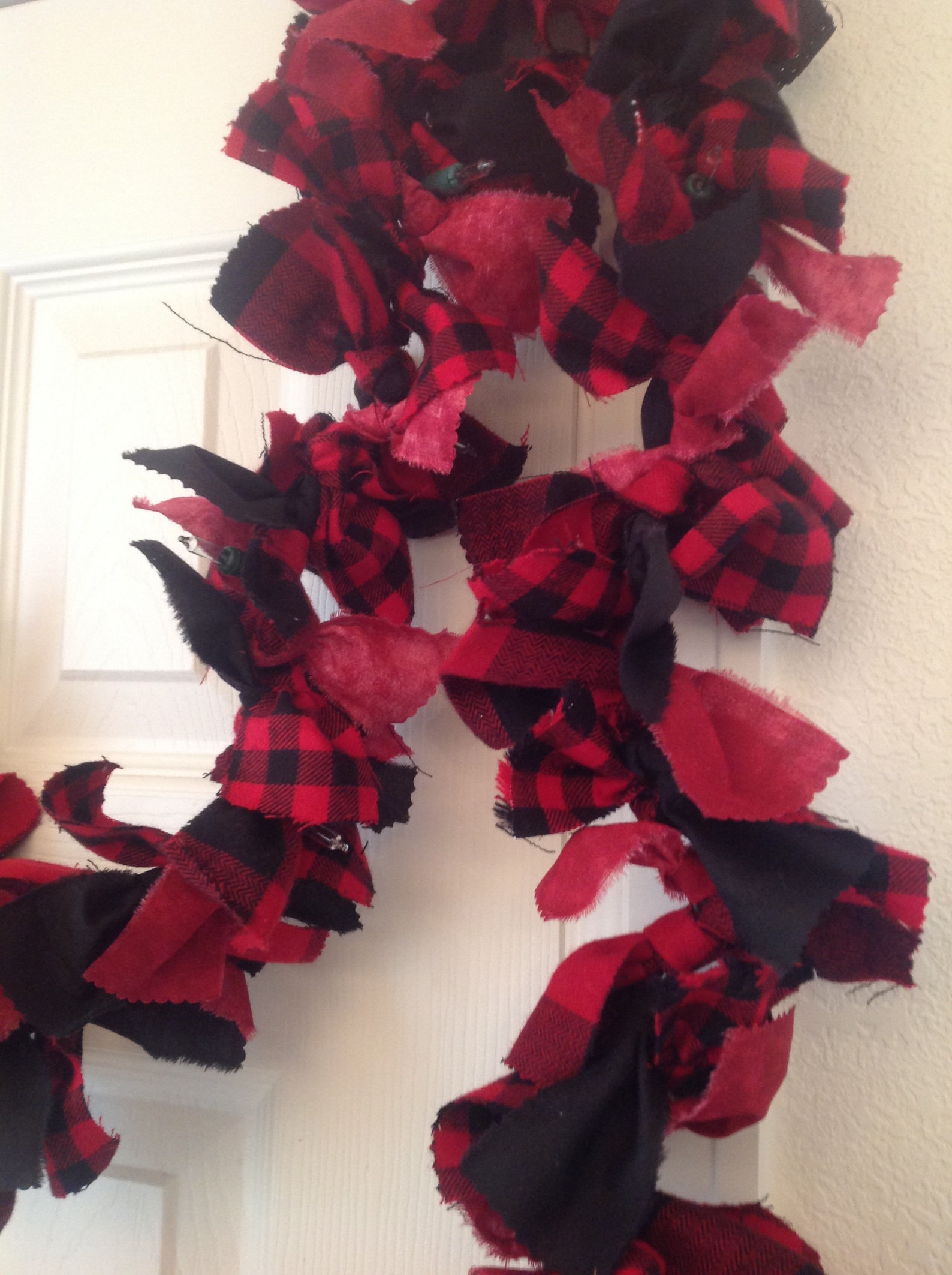 Red Black Buffalo Checked Rag Garland 50 Lights Black Red | Etsy