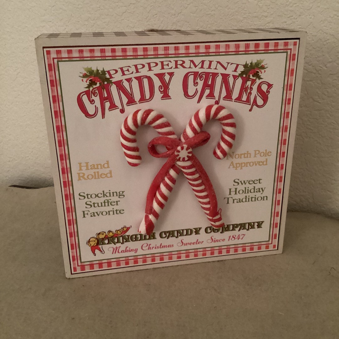 Peppermint Candy Cane Sign, Christmas Sign, Santa Sign, Heartfelt ...