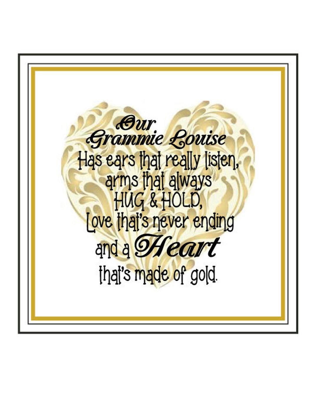 Our Grammie Sign, Personalized Heart of Gold Sign, My Nanny Gift, My ...