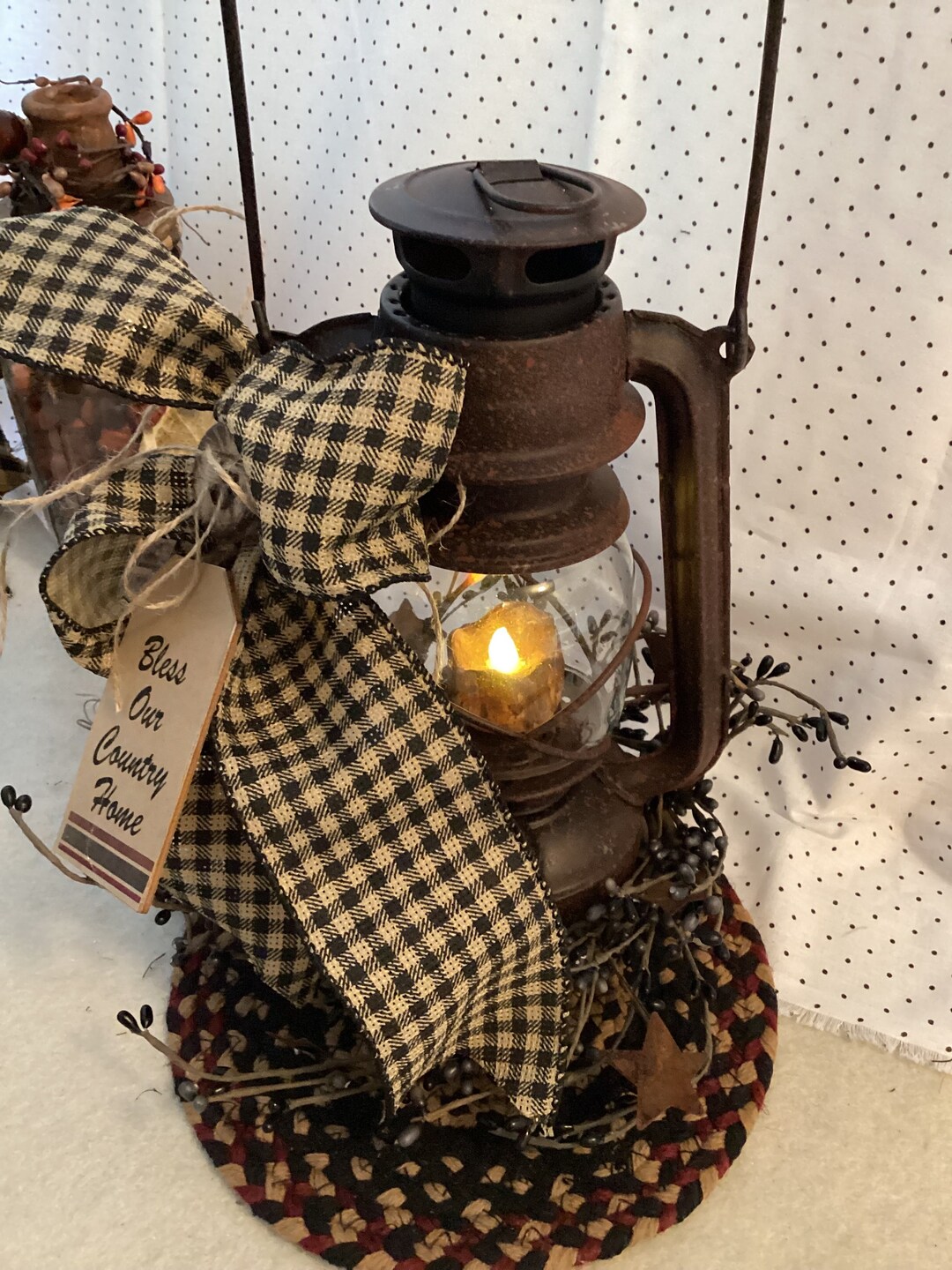 Metal Lantern: Rustic Rusty Look Farmhouse Ranch Lantern, Country Home ...