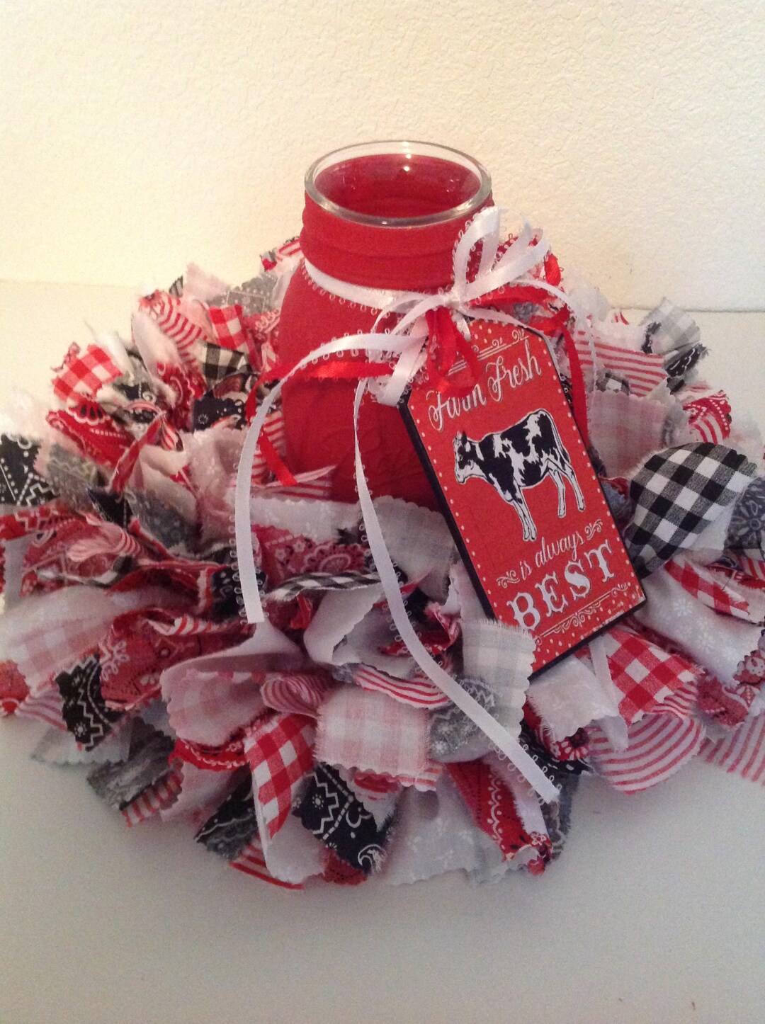 12 Country/farmhouse Checked Rag Wreath Rooster Rag - Etsy