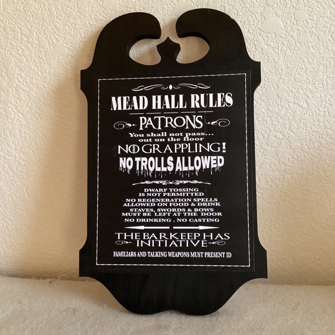Mead Hall Rules Halloween Signs, Spooky Bar Tavern Sign, Tavern Mead ...