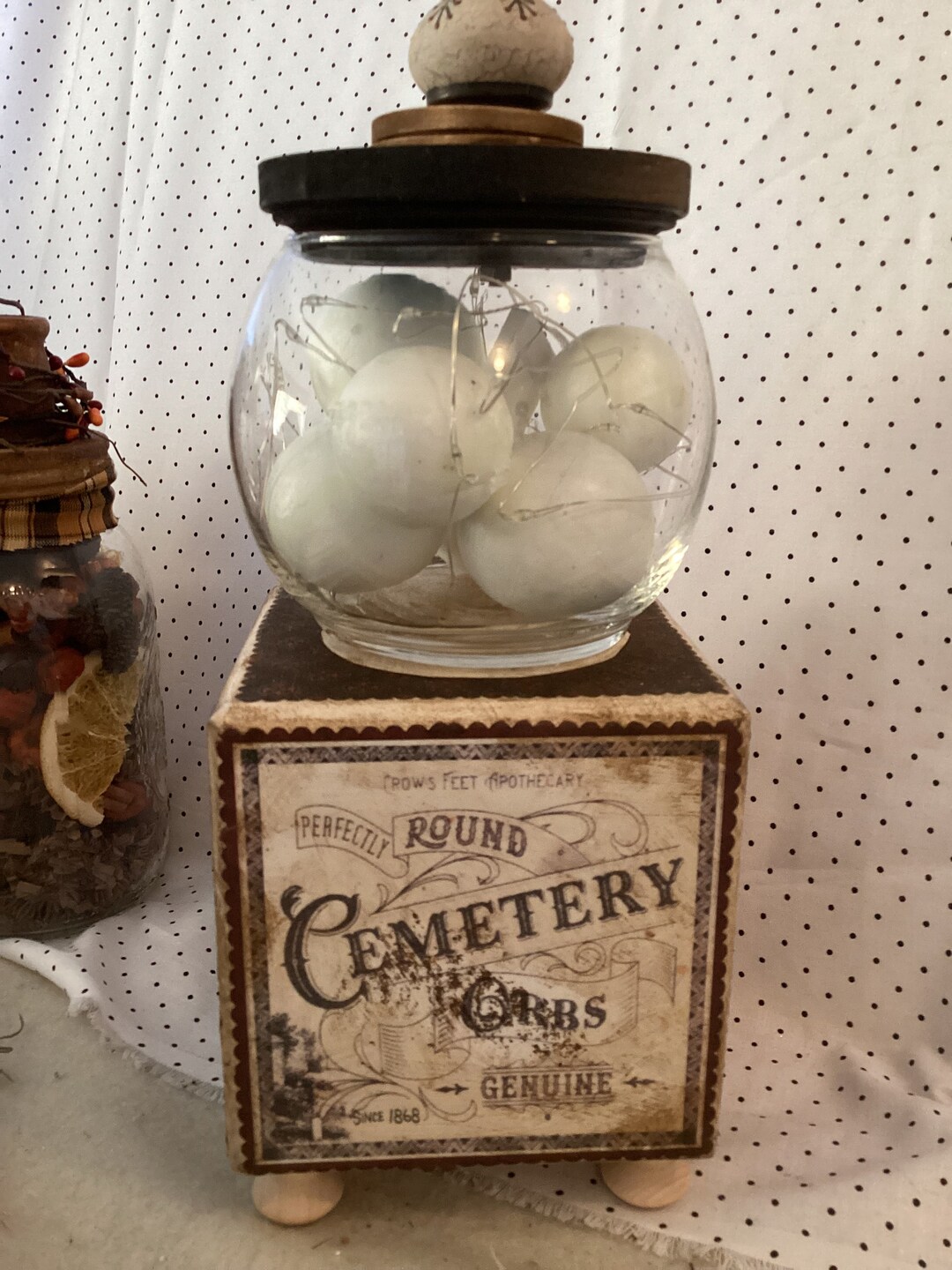 Cemetery Ghost Orbs, Handmade Halloween Dark, Ghost Orbs Display ...