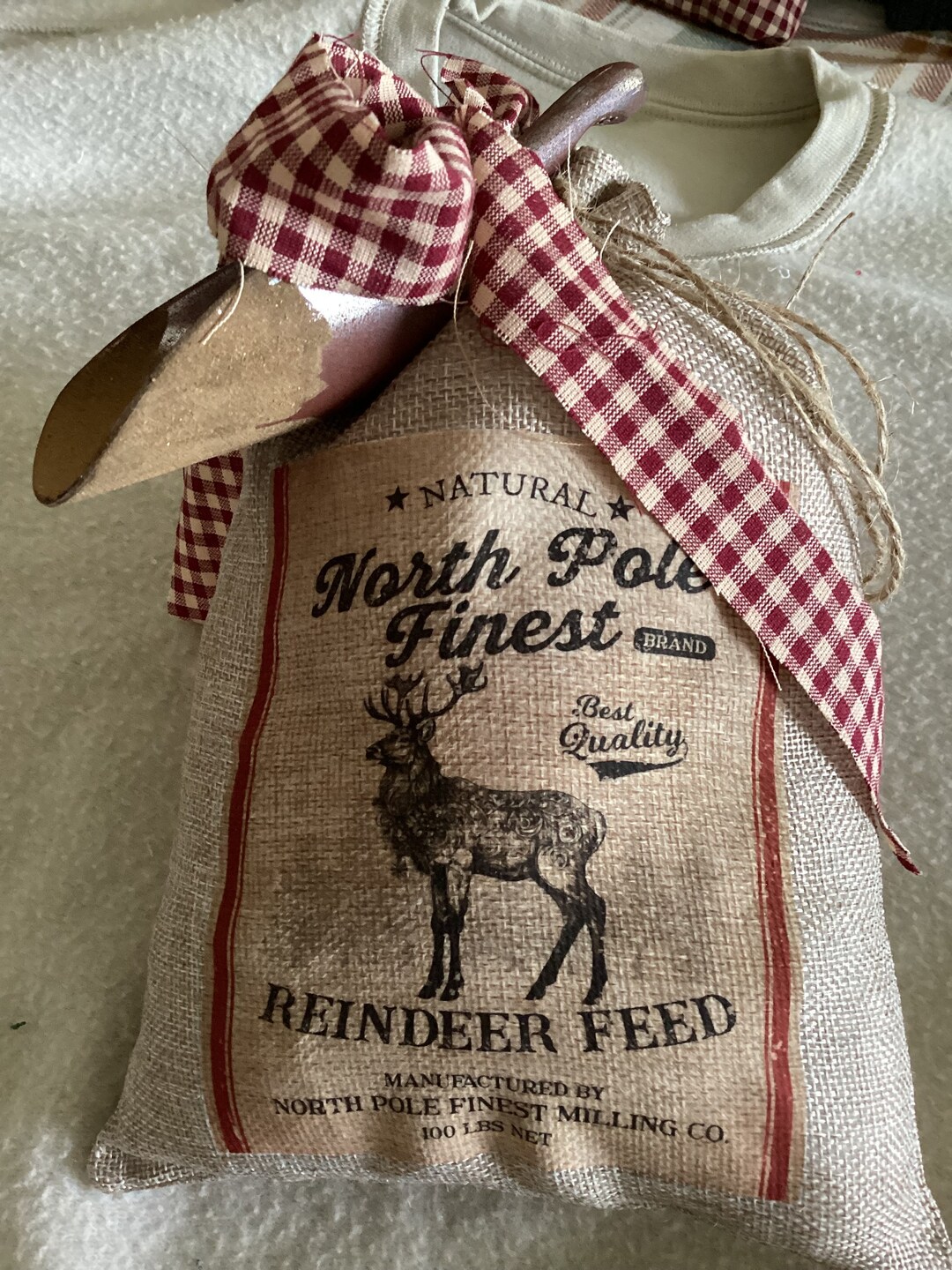 Reindeer Feed Burlap Pantry Bag, Christmas Pantry Bag, Rustic Holiday ...