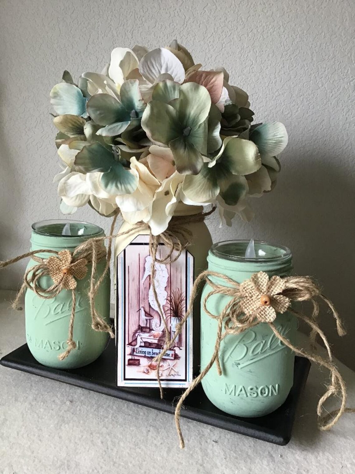 Mason Jars on Tray Bless This Home Love Makes A Home Mason | Etsy