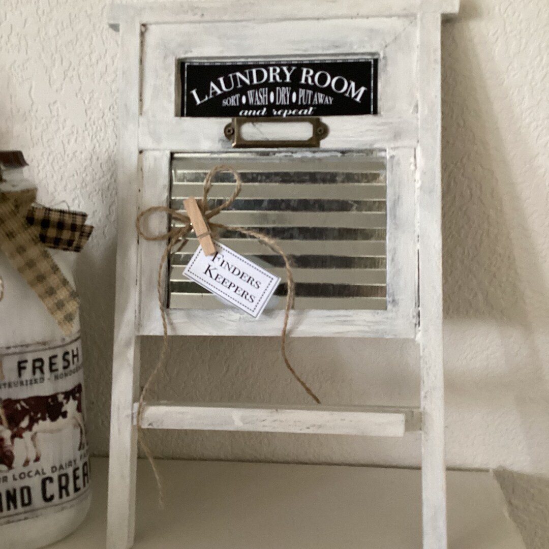 Small White Washboard, Small Laundry Room Washboard, White Shabby ...
