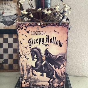 Halloween Block Candle Holder, Vintage Look Candle Block, Two-sided ...
