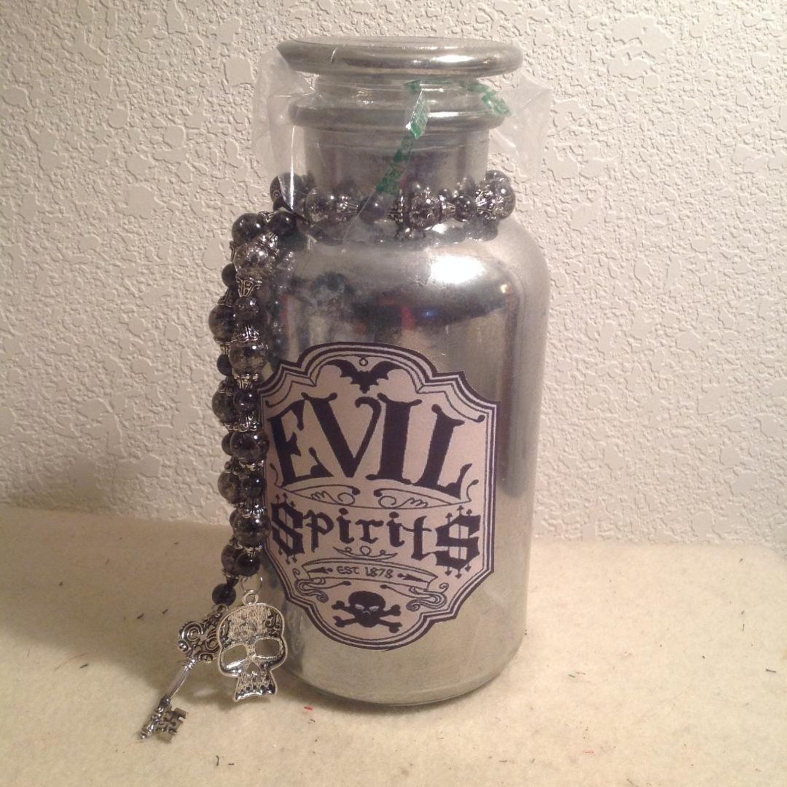 Evil Spirits Jar Faux Mercury Glass Bottle Ex-Large | Etsy