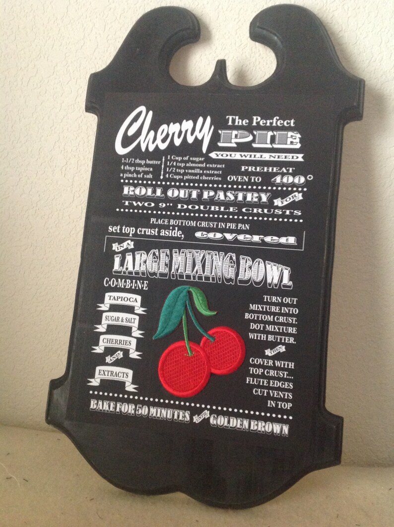Cherry Pie Recipe Sign Tavern Wood Sign Kitchen Signs | Etsy