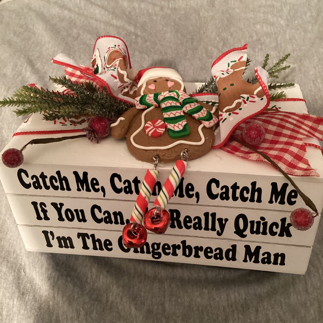 Stacked Gingerbread Man Book Blocks, Christmas Whimsey Stacked Book ...