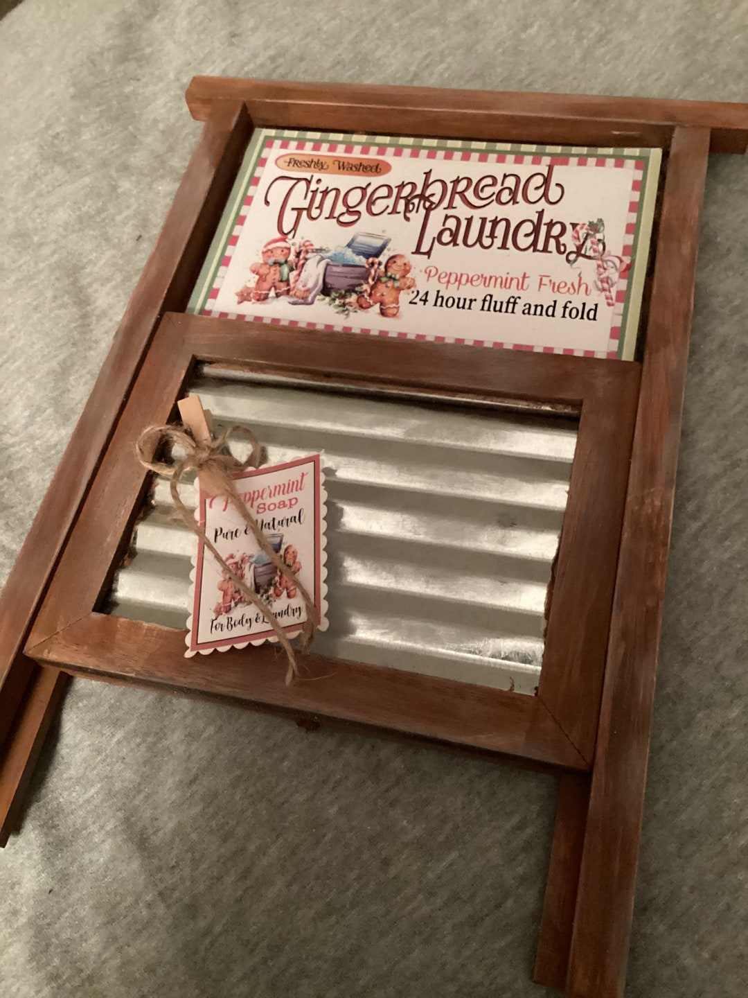 Gingerbread Laundry Washboard, Small Holiday Laundry Room Washboard ...