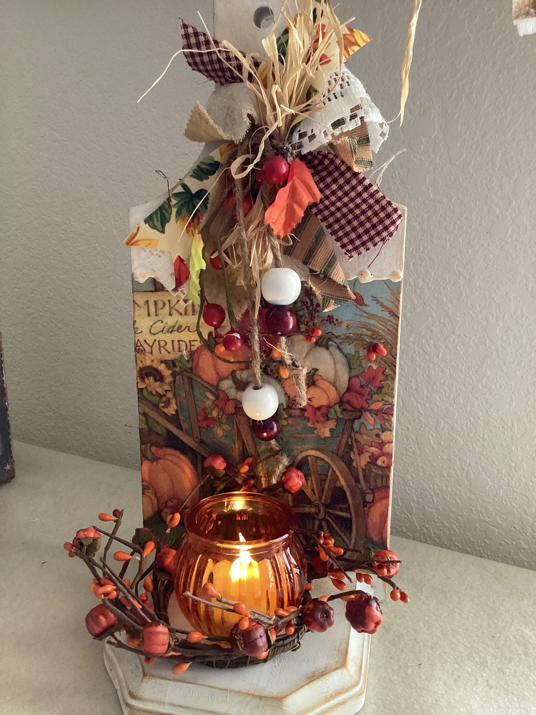 Moving Sale! Harvest Wall Fall Handmade Sconce, Pumpkin Harvest Pumpkin ...