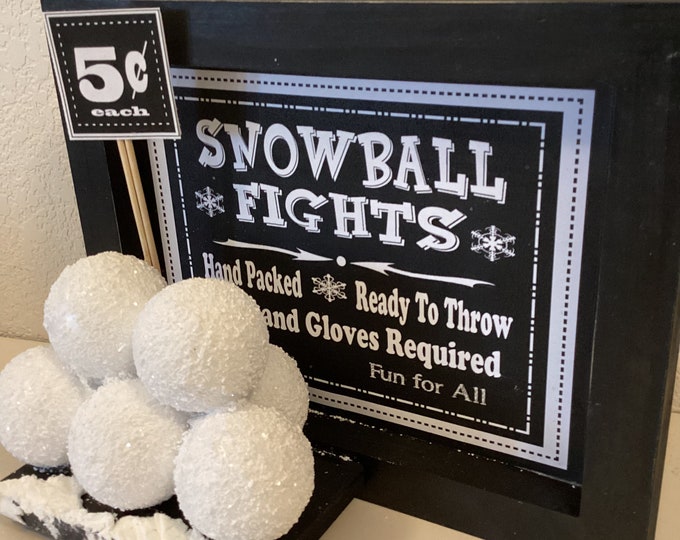 Snowball Fights Snowballs for Sale Sign, 5 Cent Snowballs Christmas ...