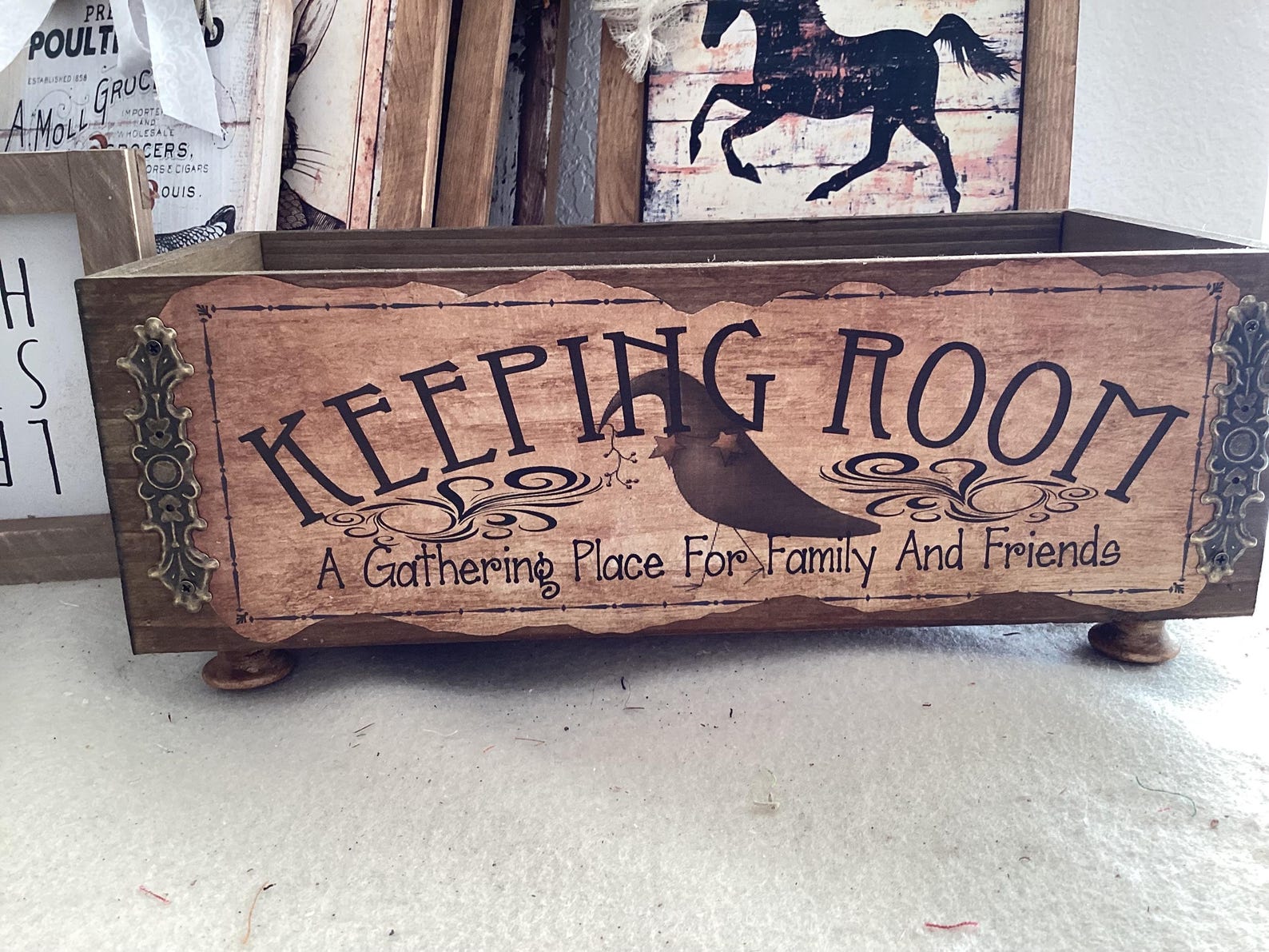 Wooden Riser: Paris Roses Vintage Look Display Decor, Shabby Chic Table ...