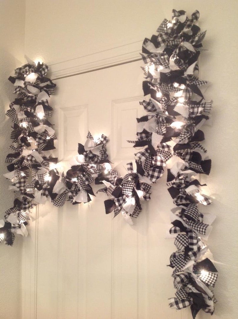 Red Black Buffalo Checked Rag Garland 50 Lights Black Red | Etsy