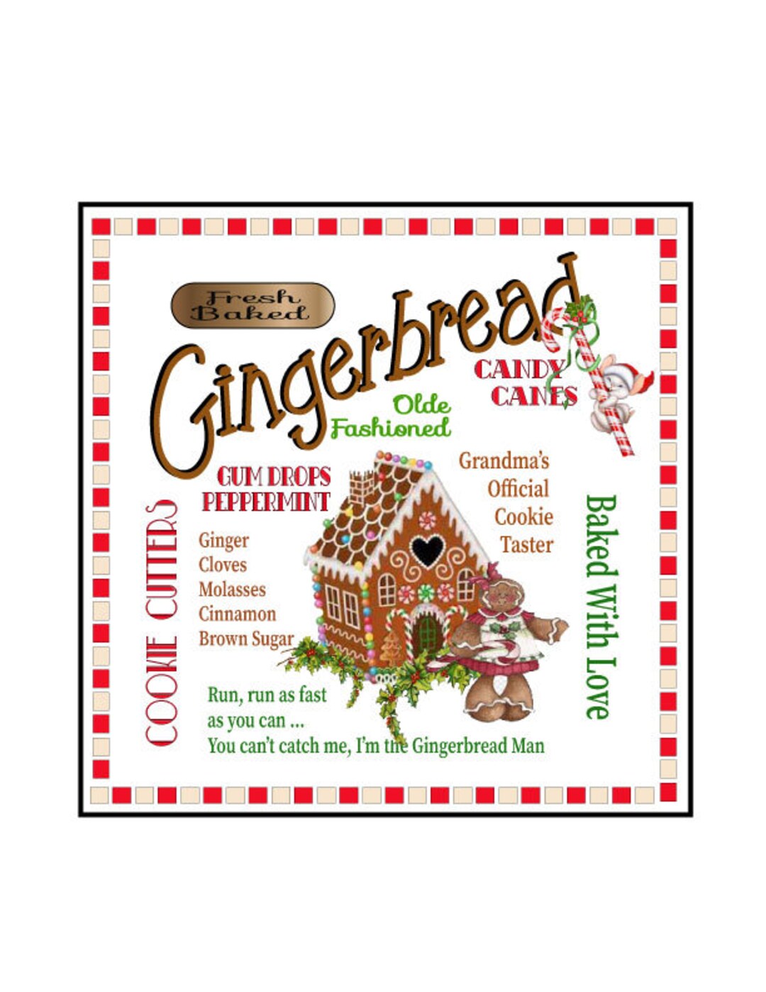 Gingerbread Sign, Christmas Sign, Gingerbread Words, Holiday Sign ...