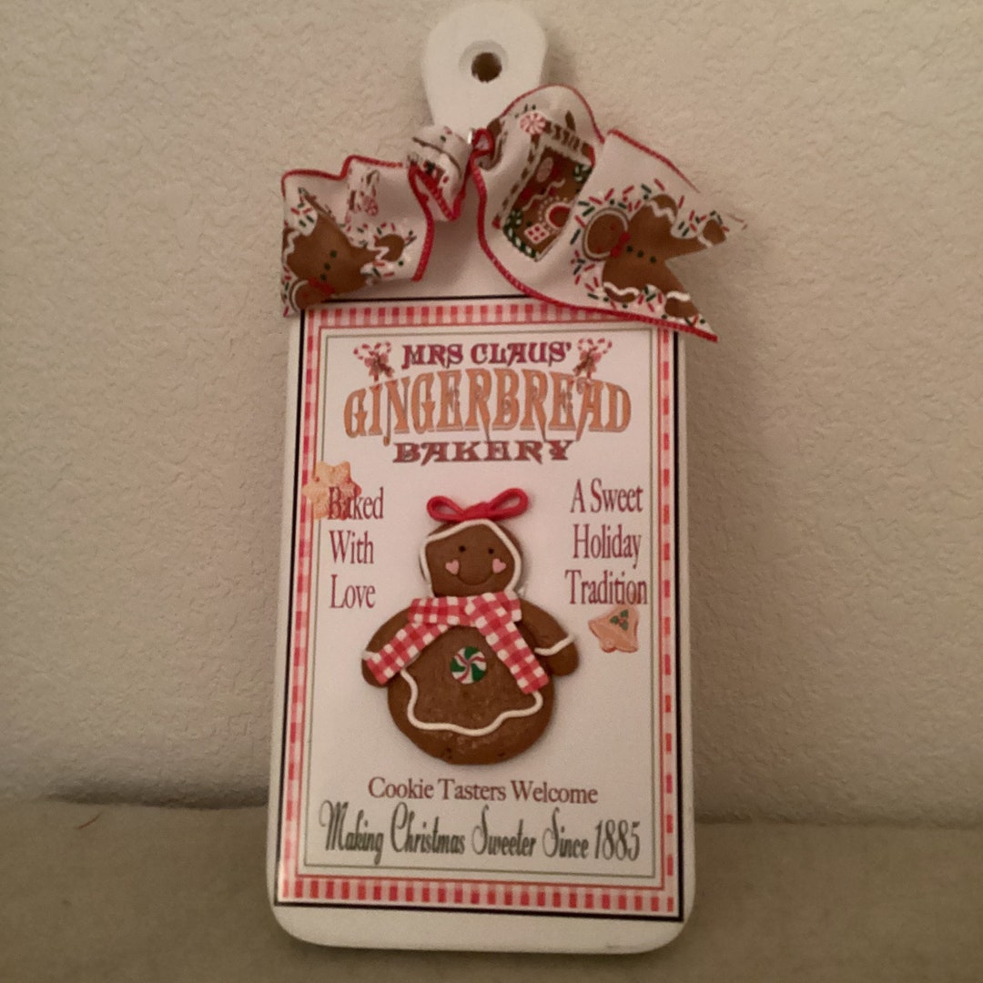 Mrs Claus’ Gingerbread Bakery Sign, Heavy Wood Breadboard, Gingerbread ...