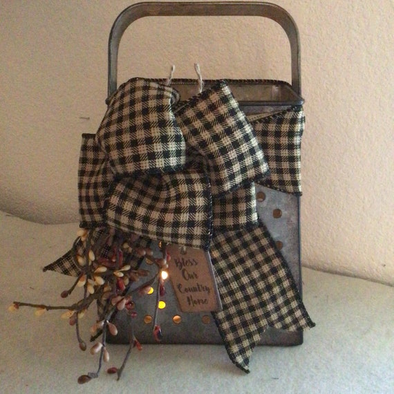 Primitive Style Grater Large Antiqued Grater With Votive - Etsy