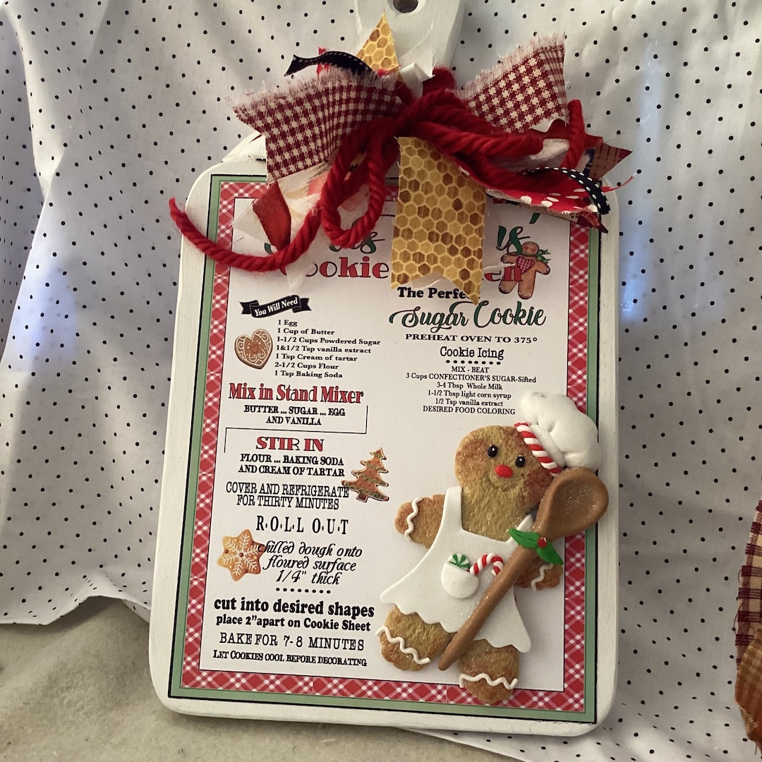 Christmas Mrs Claus Handmade Sugar Cookie Recipe Sign, Heavy Wood ...