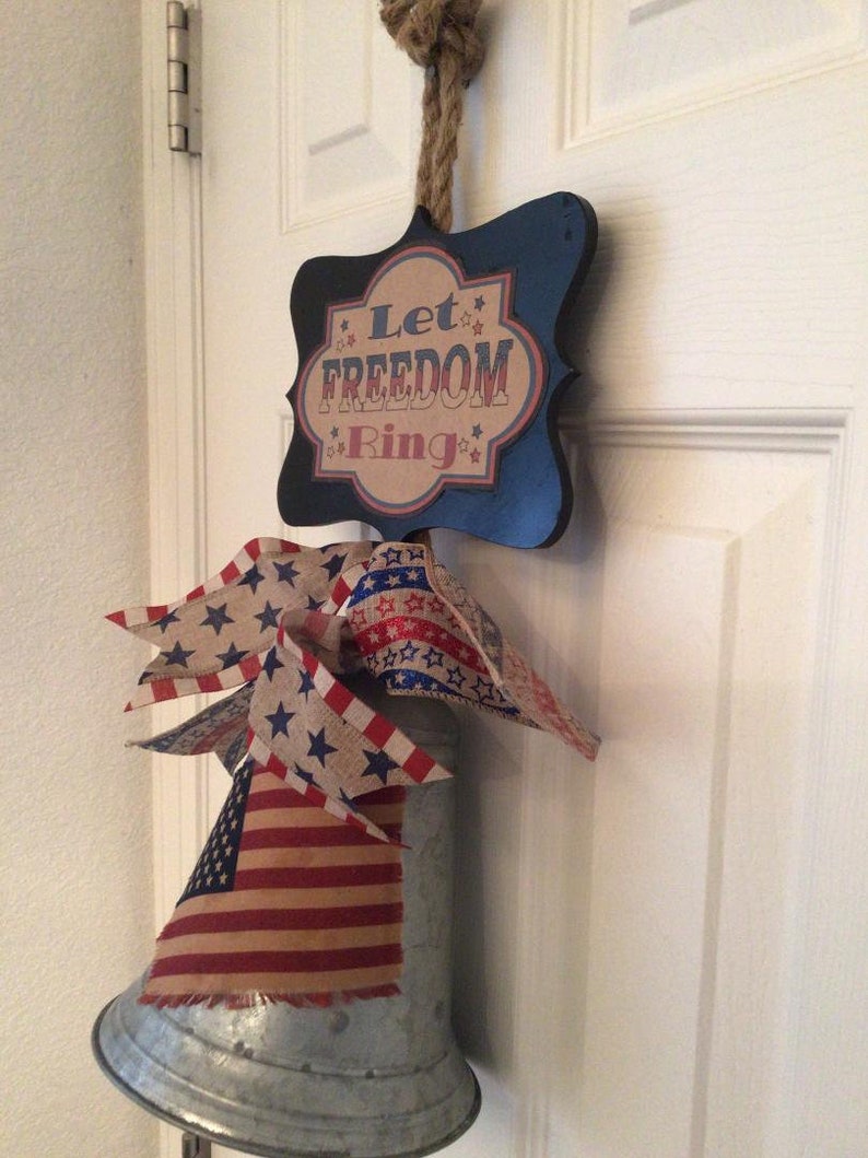 Americana Patriotic Bell, Memorial Day Bell Decor, 4th July Bell Sign ...