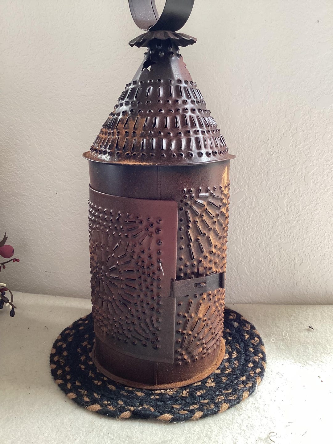 Large Revere Style Lamp Decor, Large Punched Tin Reproduction Revere ...