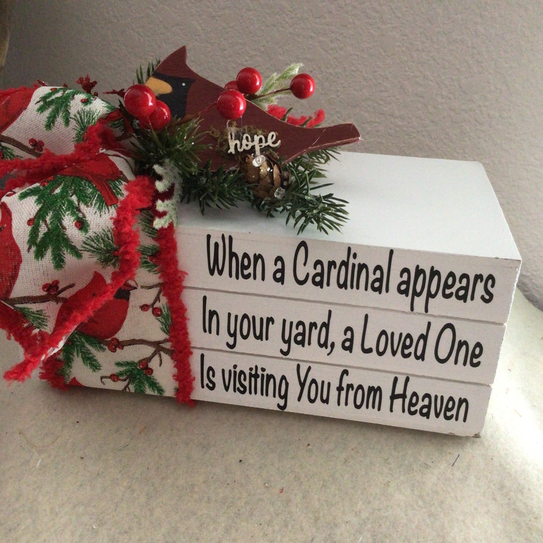 Christmas Cardinal Wood Books, Stacked Christmas Wood Books Blocks ...