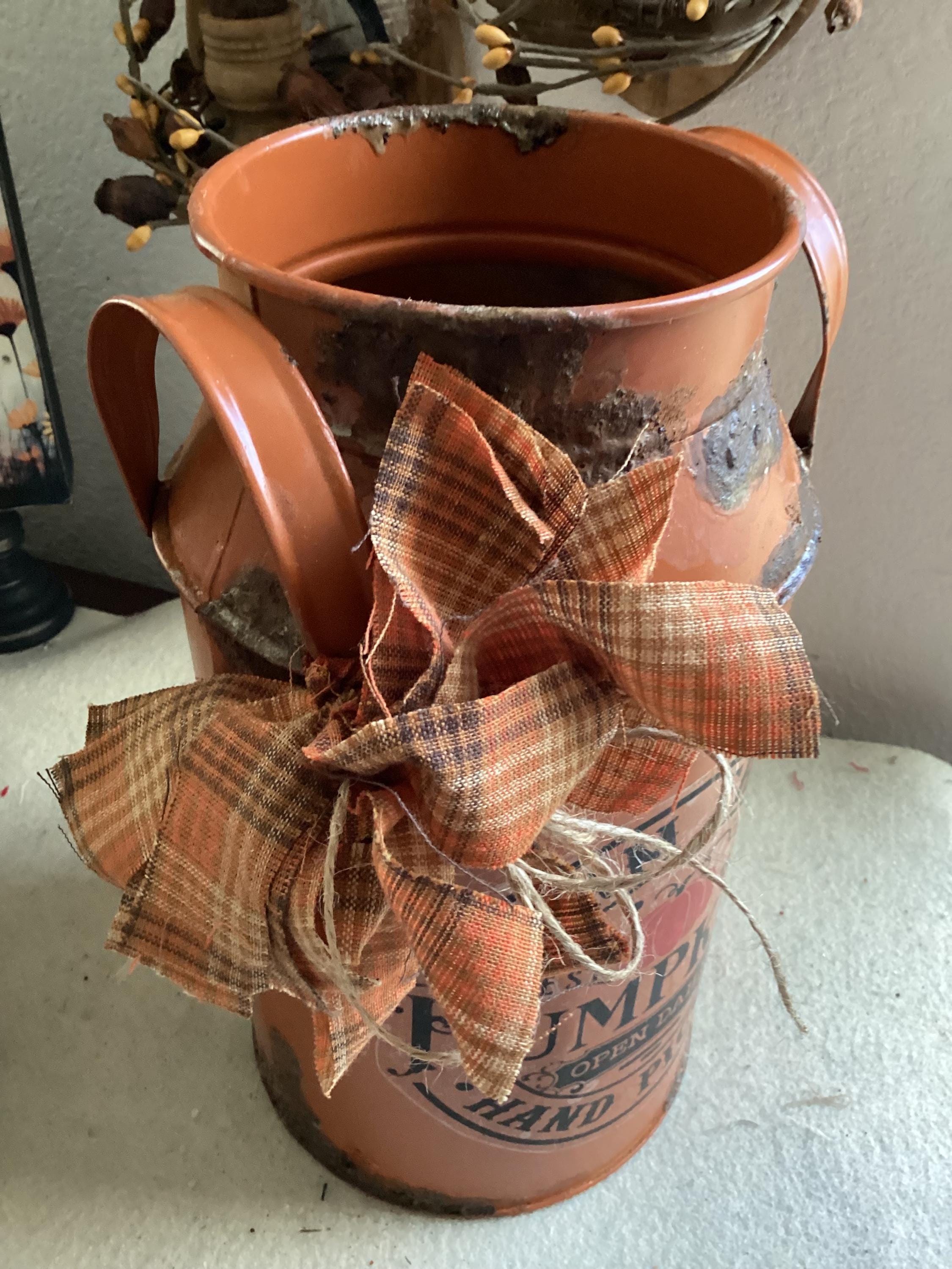 Tin Milk Can: Pumpkin Farm Milk Can, Halloween Rusted Milk Can ...
