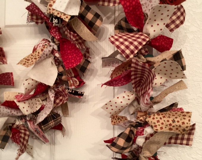 Primitive Rag Garland, Valentine Garland, Americana Garland, Easter ...