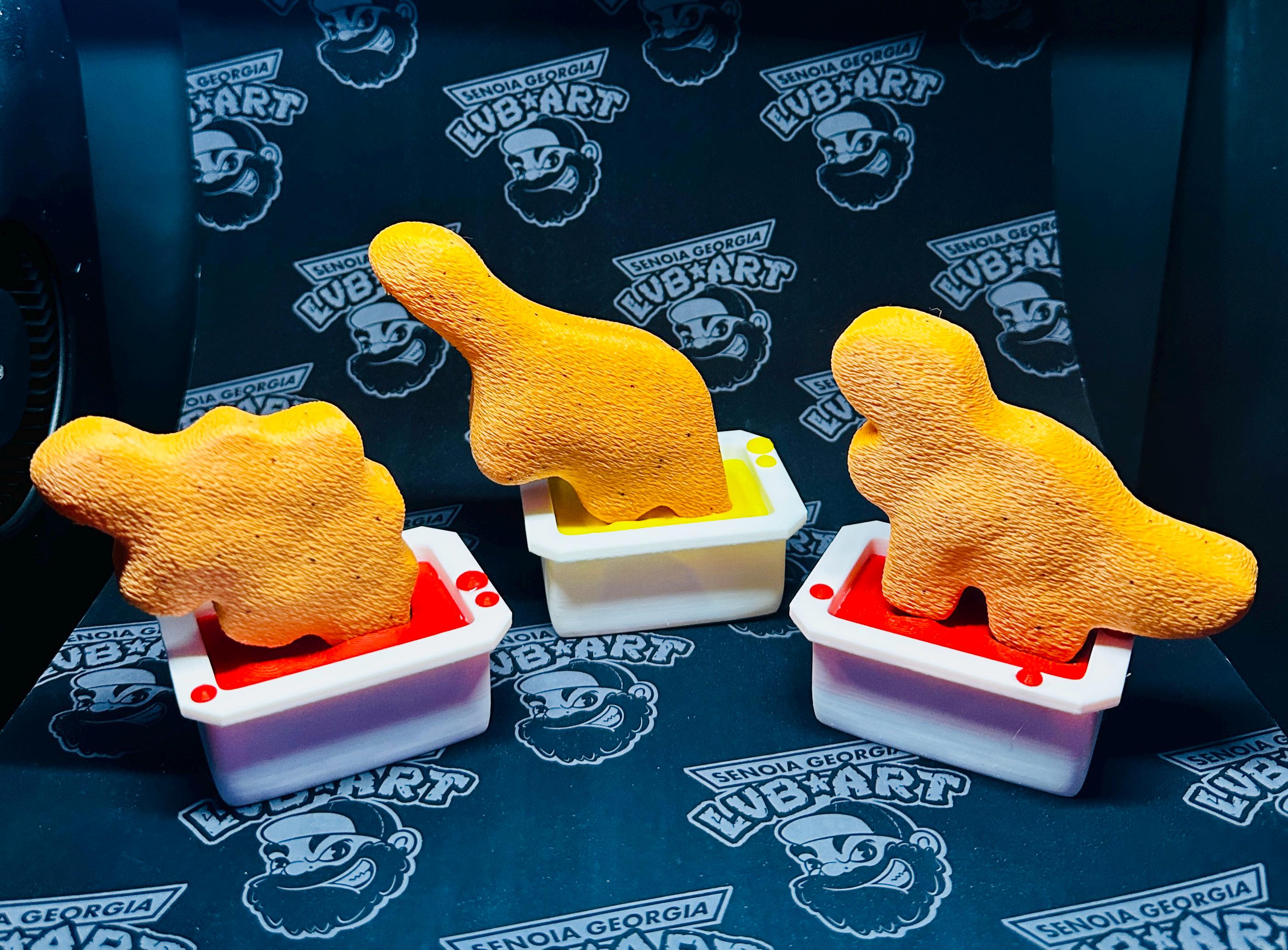 3D Printed Dinosaur Chicken Nuggets With Dipping Sauce Base-original ...