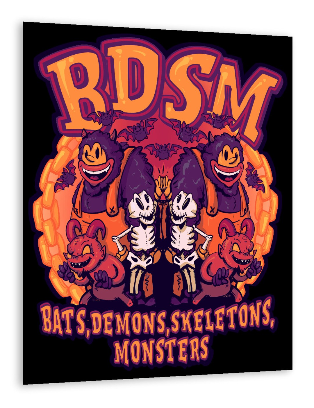 Bats Demons Skeletons Monsters Print Poster Home Decor Wall Art Digital ...