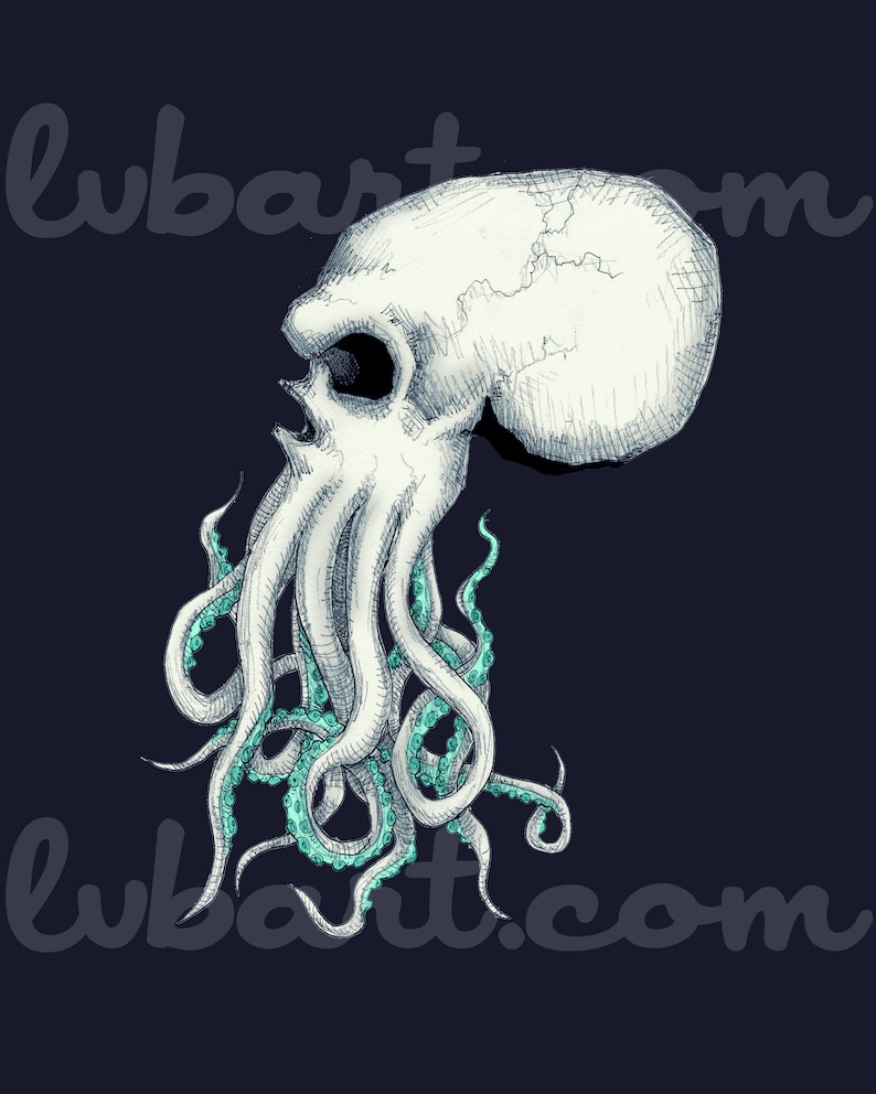 Skull of Cthulhu Fine Art Print Poster Home Decor Wall Art Digital - Etsy