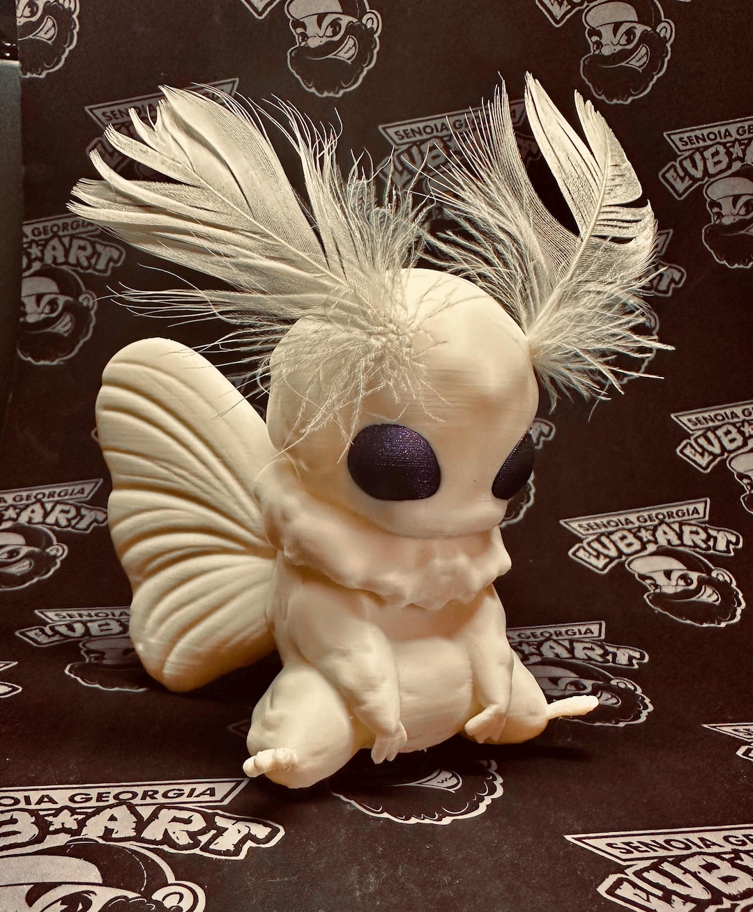 Baby Moth 3D Print Figure Real Feathers Cute Kawaii White Moon-original ...