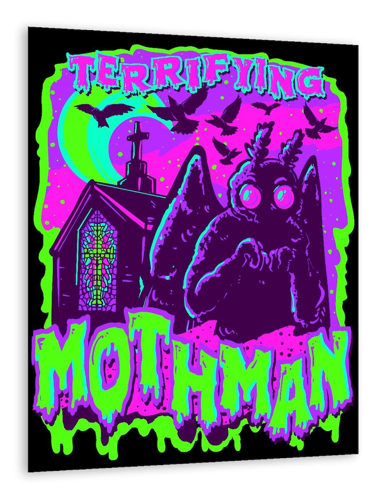 Terrifying Mothman Fine Art Print Poster Home Decor Wall Art Digital - Etsy