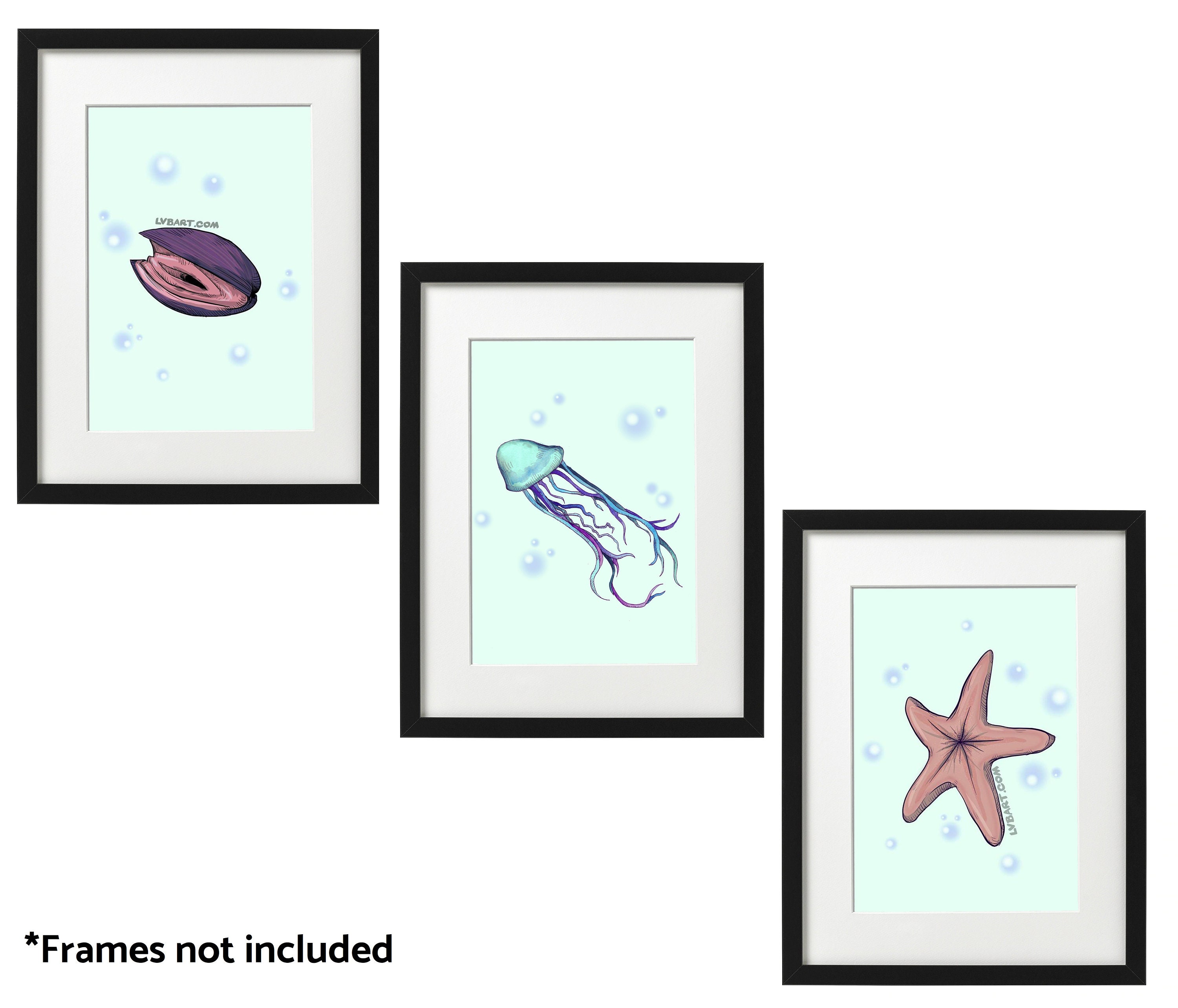 Bad Beach Theme Fine Art Print 3 Pack Poster Home Decor Wall Art ...