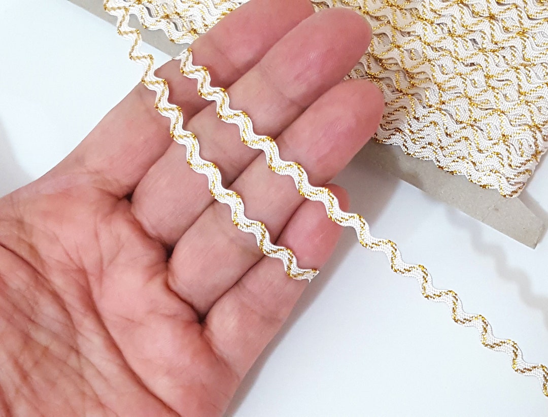 1/8 Inch / 3.5mm (almost 4mm) Width - 10 Yds - 36 Yds White With Gold ...