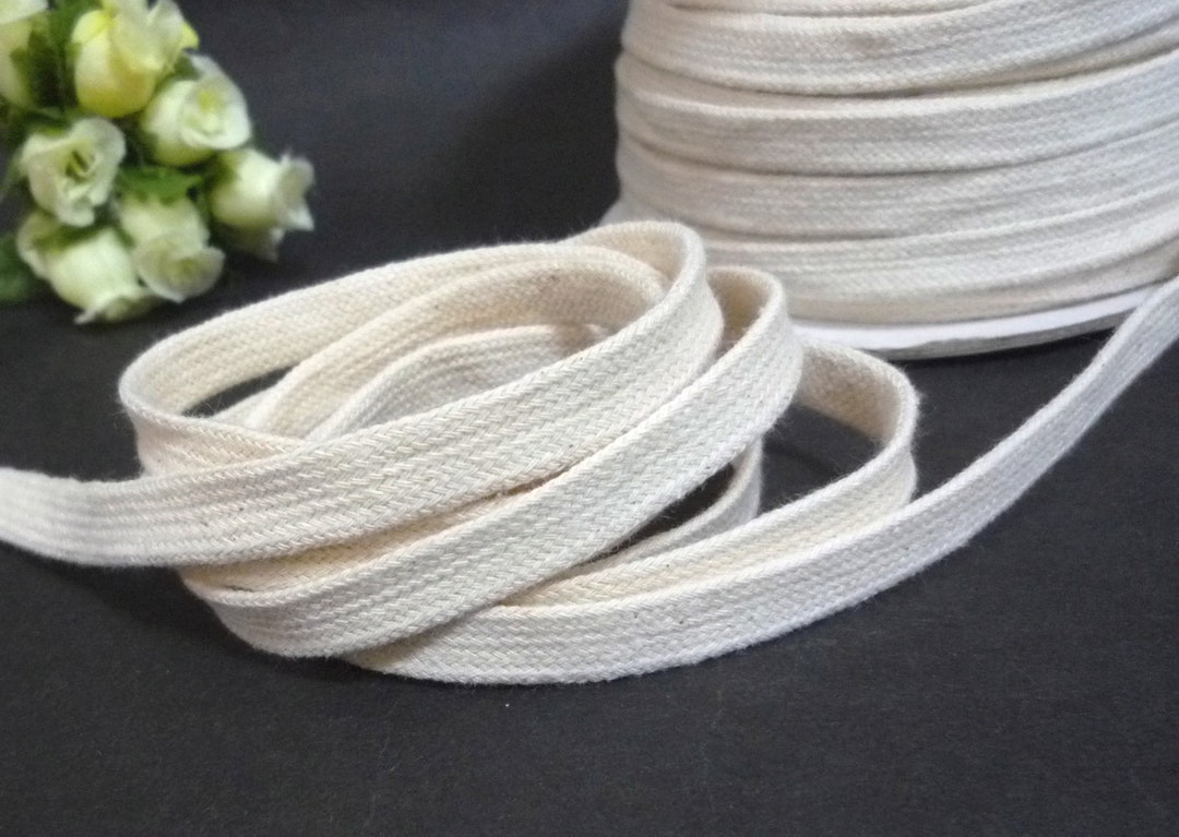 1/4 Inch / 7mm Width - 5 Yds - 100 Yds Natural Beige Cotton Hollow Flat ...