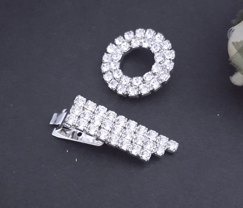 1 Pr Bridal Clear White Rhinestone Clasp, Button ,clothing Buckle ...