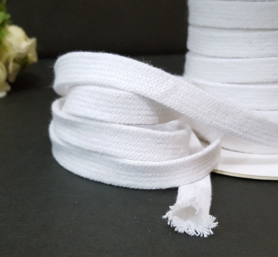 Almost 5/8 Inch 15mm Width - 5-10 Yd Thick White Cotton Flat Tape Braid ...