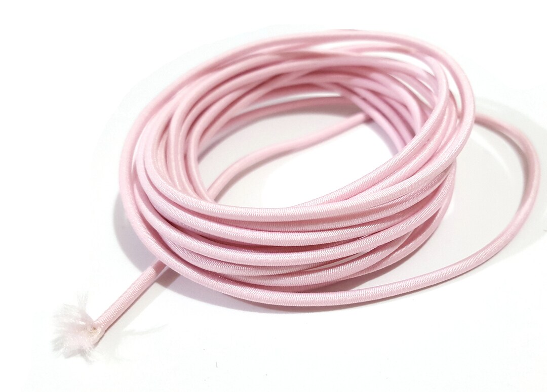 2mm Diameter - 5 Yds - 20 Yds Light Pink Elastic Draw Cord Round ...