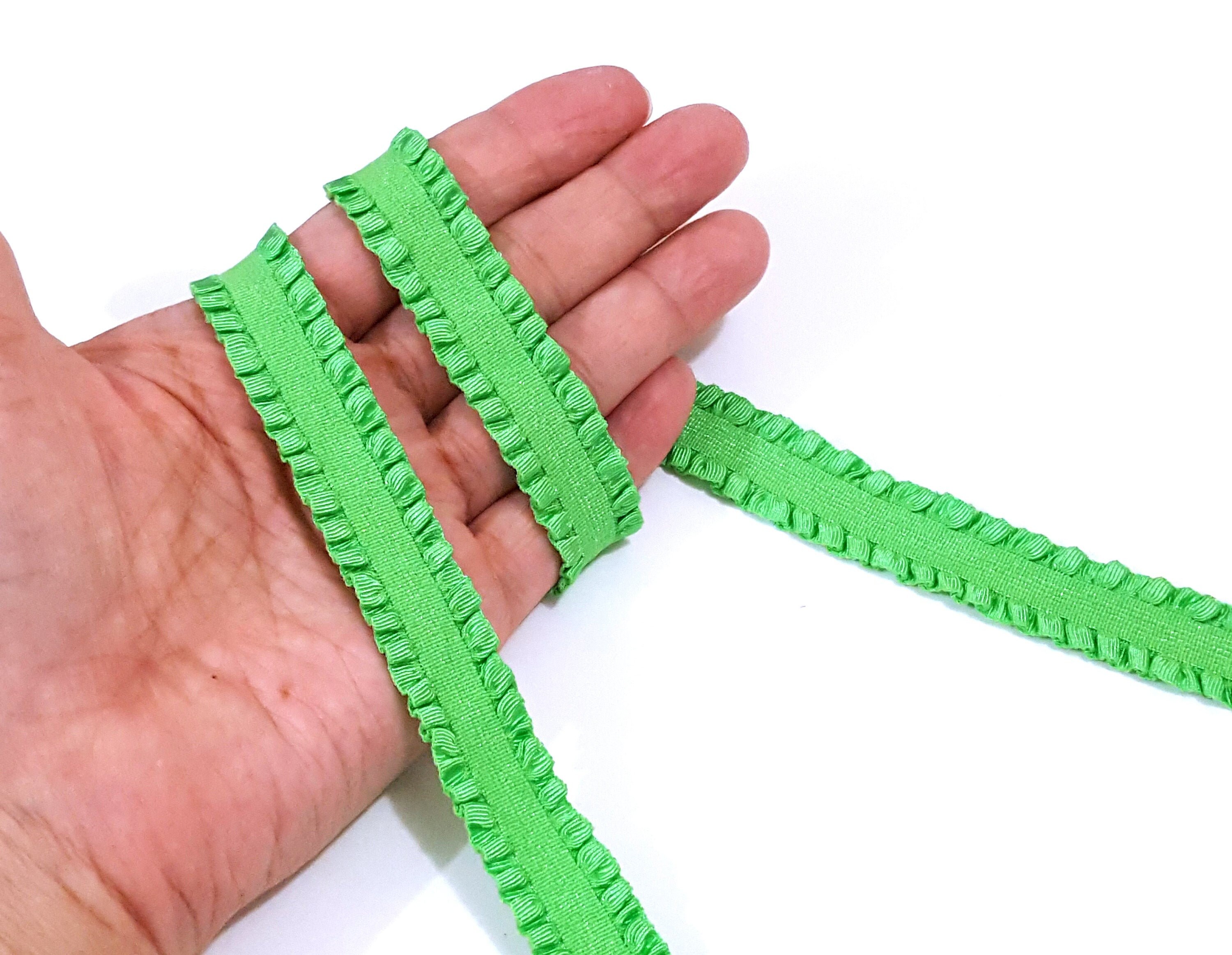 5/8 Inch 16mm Wide - 5 Yds - 20 Yds Neon Green Ruffles 2 Sided Edge ...