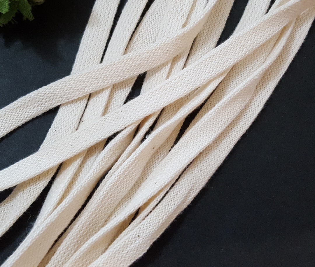 Almost 3/8" / 9 Mm Width - 5-100 Yds Soft Beige Cotton Knit Flat Tape ...
