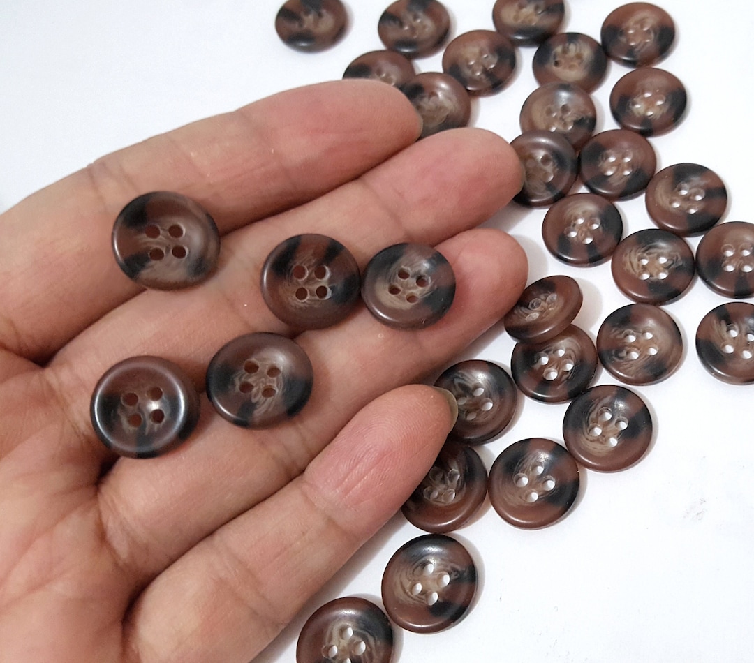 20L /12.7mm Wide - 30-300 Pcs Brown 4 Hole & Raised Edge Matte Resin ...