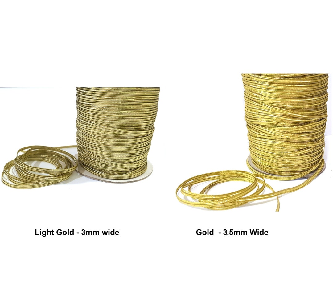 3mm Width - 5 Yds - 20 Yds Thin Narrow Gold (3.5mm Wide) or Light Gold ...