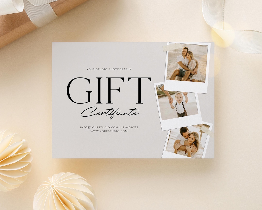 Photography Session Gift Certificates Canva Template, Photography Gift ...