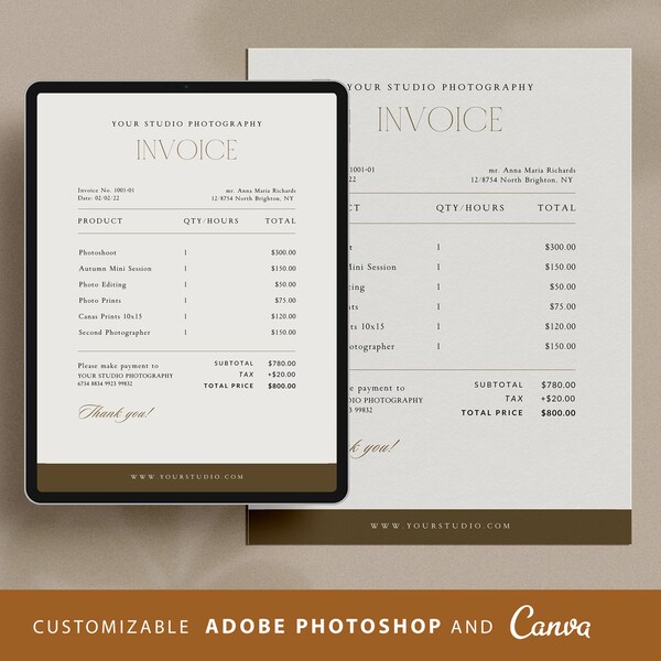 Photography Invoice - Etsy