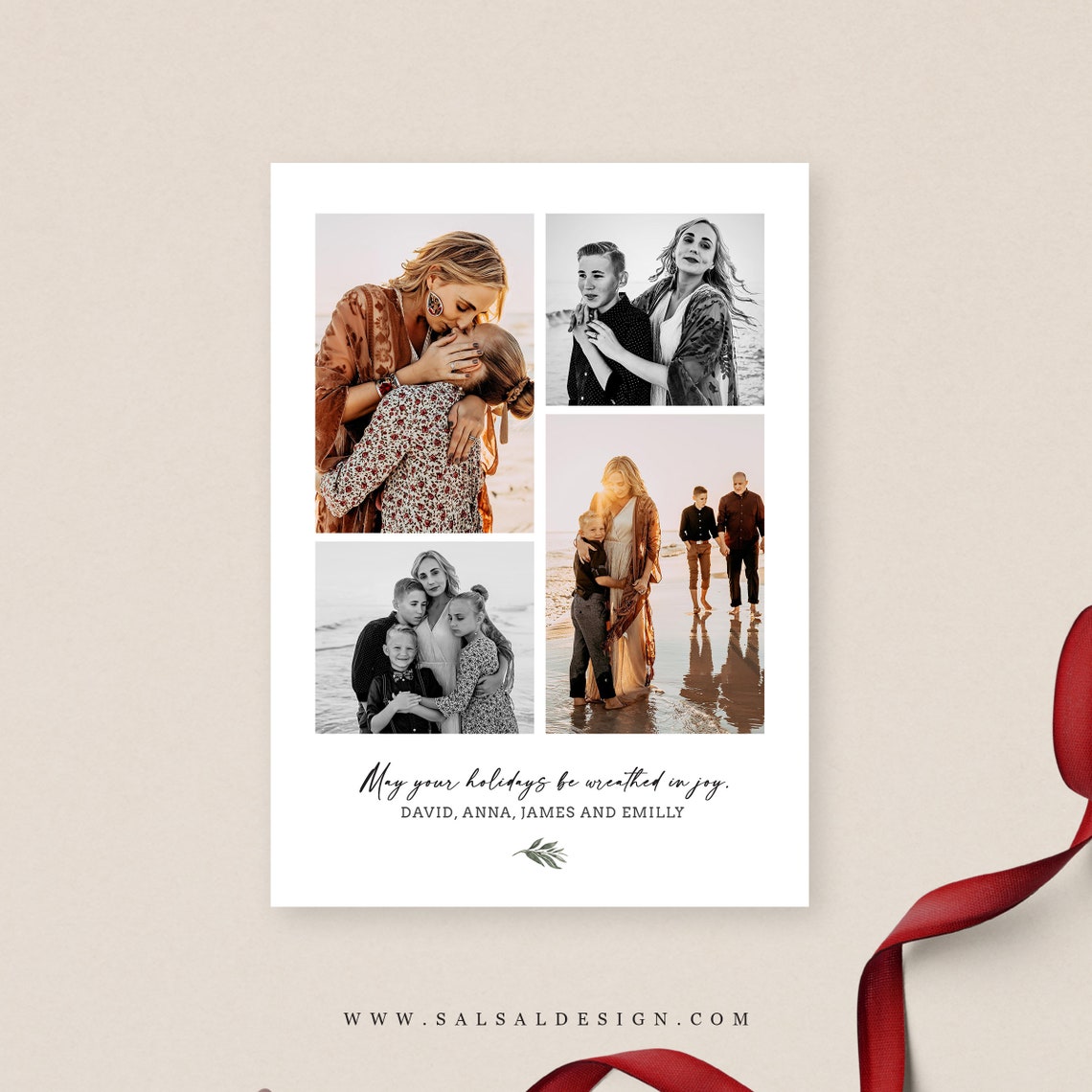 Christmas Card Photoshop Template Holiday Card Template | Etsy